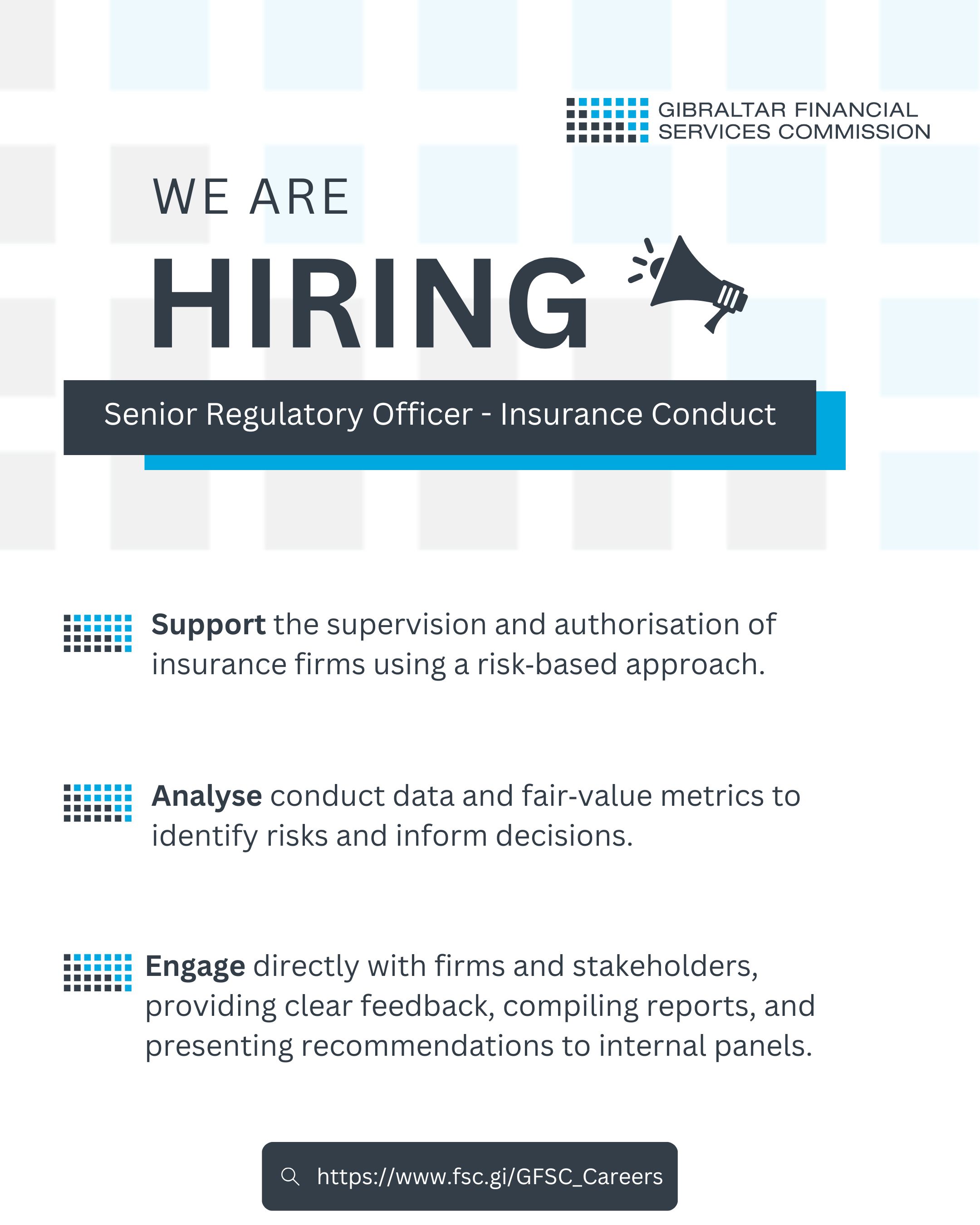 GFSC - Gibraltar Financial Services Commission - Insurance Conduct Vacancy